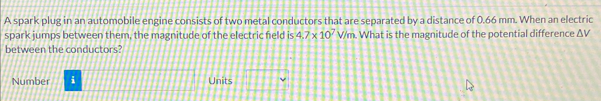 Solved A spark plug in an automobile engine consists of two | Chegg.com