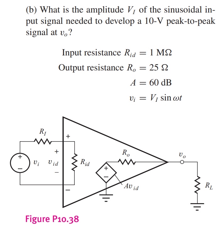 Solved (b) ﻿What is the amplitude VI ﻿of the sinusoidal | Chegg.com