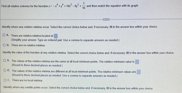 Solved Find all relative extrema for the function | Chegg.com