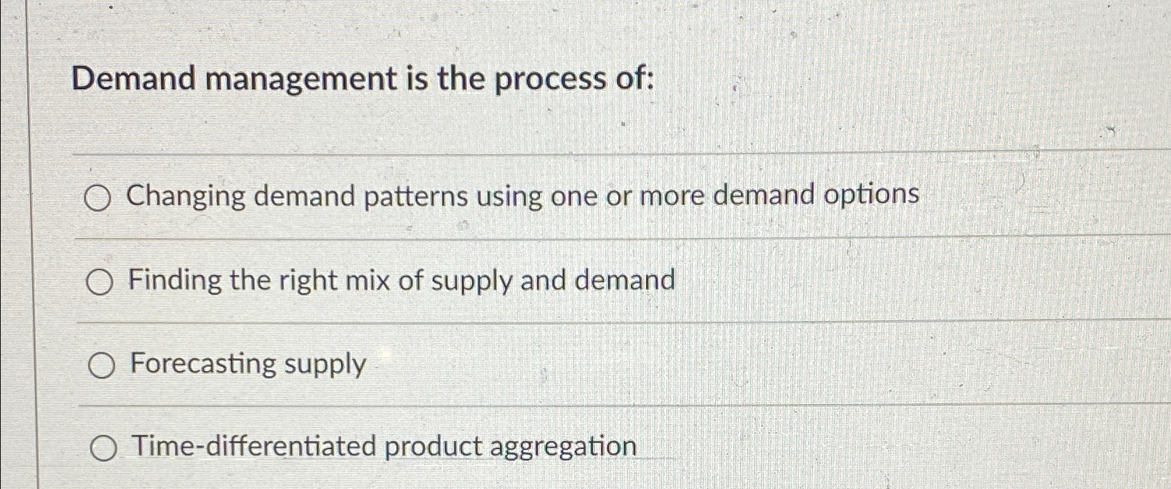 Solved Demand management is the process of:Changing demand | Chegg.com