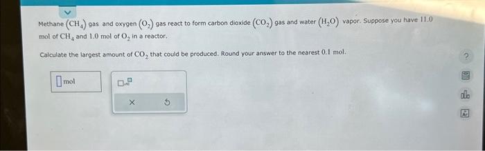 Solved Methane (CH4) gas and oxygen (O2) gas react to form | Chegg.com