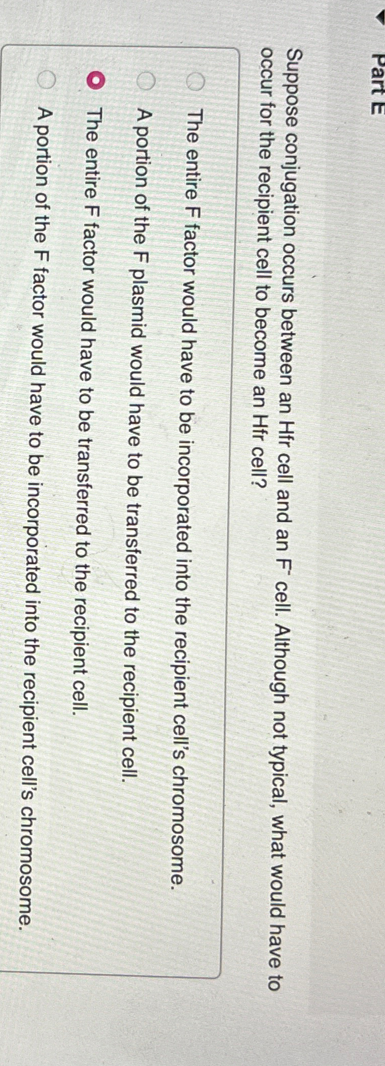 Solved Suppose conjugation occurs between an Hfr ﻿cell and | Chegg.com