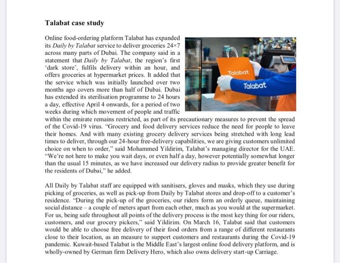 the service which wych cm med det Talabat case study | Chegg.com