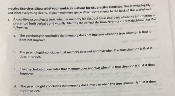 Solved Practice Exercises: Show all of your | Chegg.com