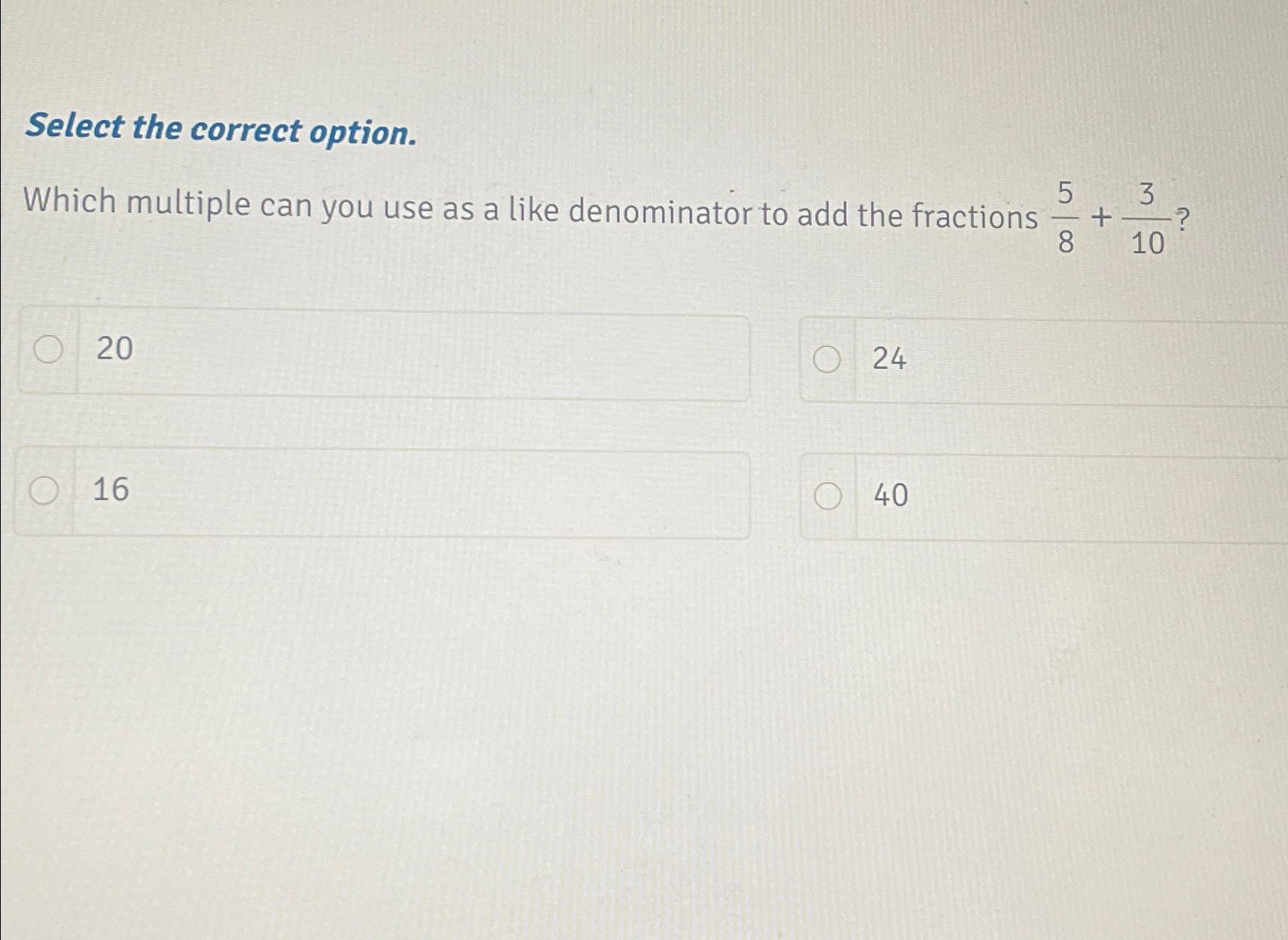 Solved Select the correct option.Which multiple can you use | Chegg.com