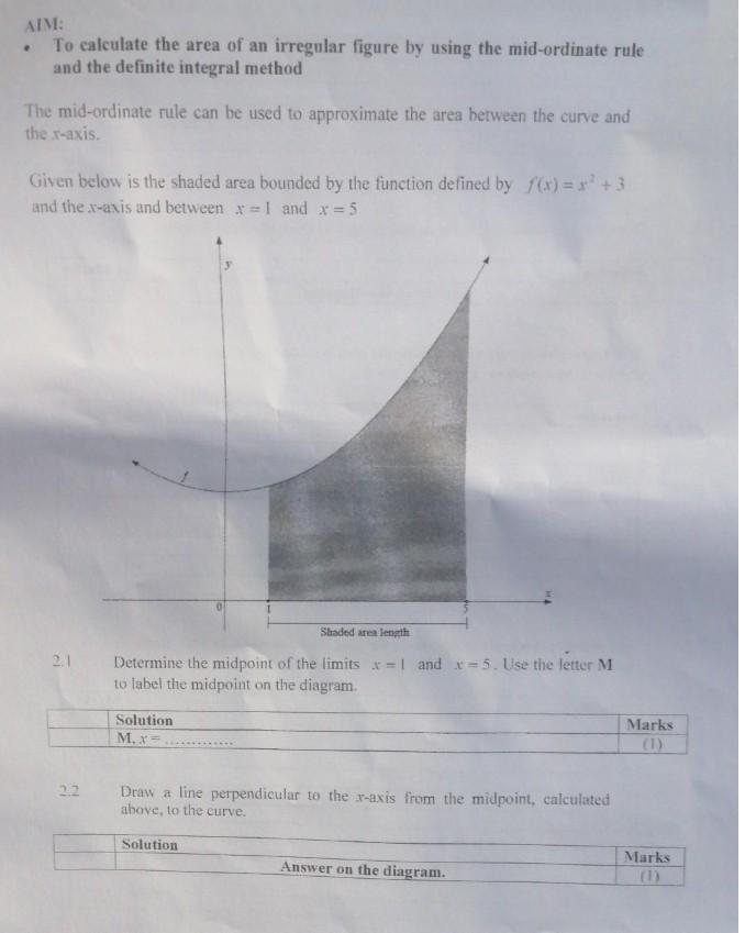 Solved AIM: - To calculate the area of an irregular figure | Chegg.com