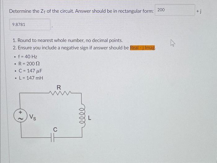 Solved Determine the ZT of the circuit. Answer should be in | Chegg.com