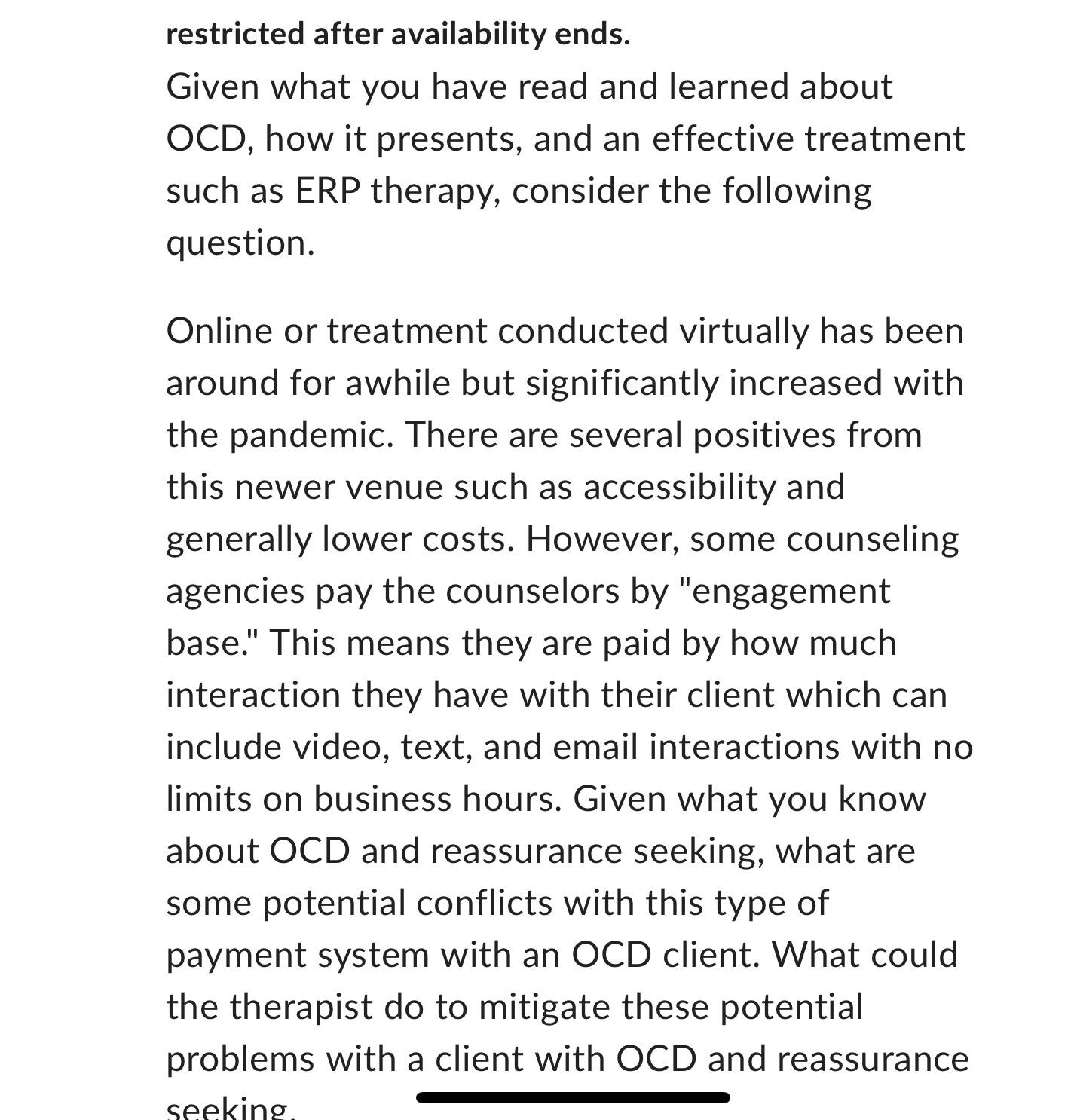 Solved Given what you have read and learned about OCD, how | Chegg.com