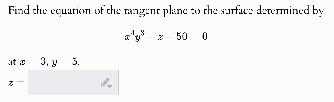 Solved Find the equation of the tangent plane to the surface | Chegg.com