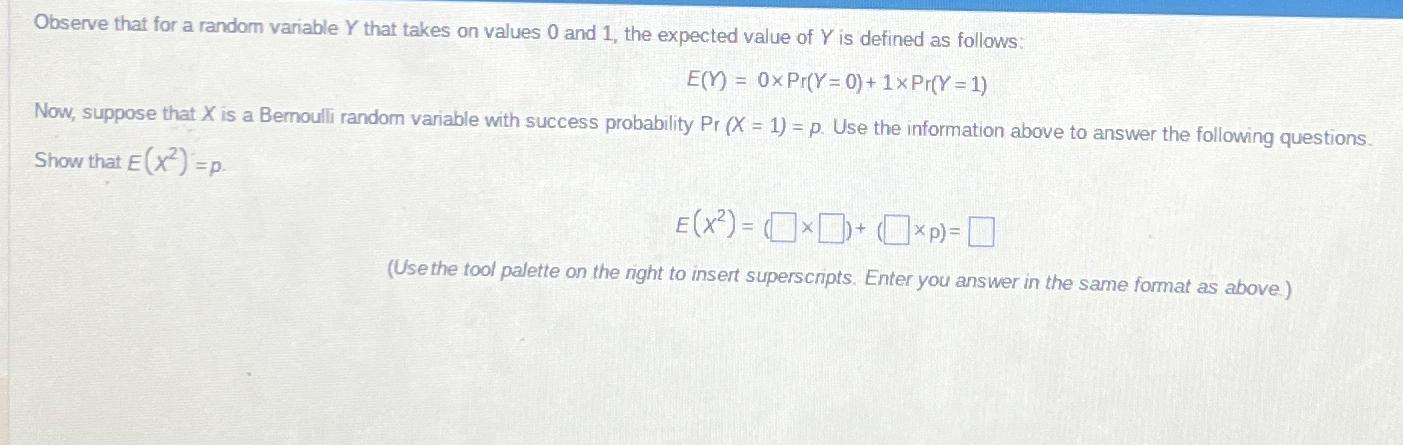 Observe that for a random variable Y that takes on | Chegg.com