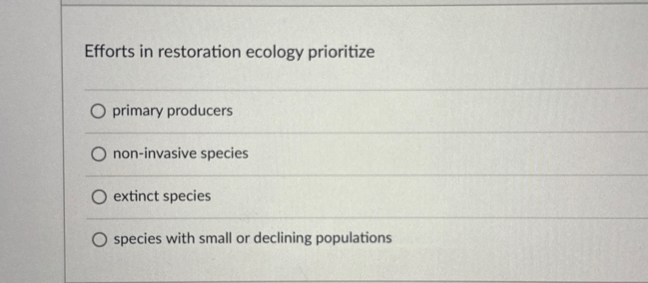 Solved Efforts in restoration ecology prioritizeprimary | Chegg.com