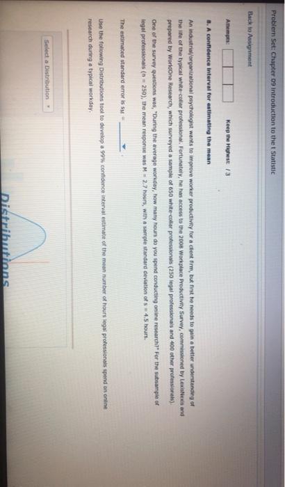 Solved Problem Set: Chapter 09 Introduction to the Statistic | Chegg.com