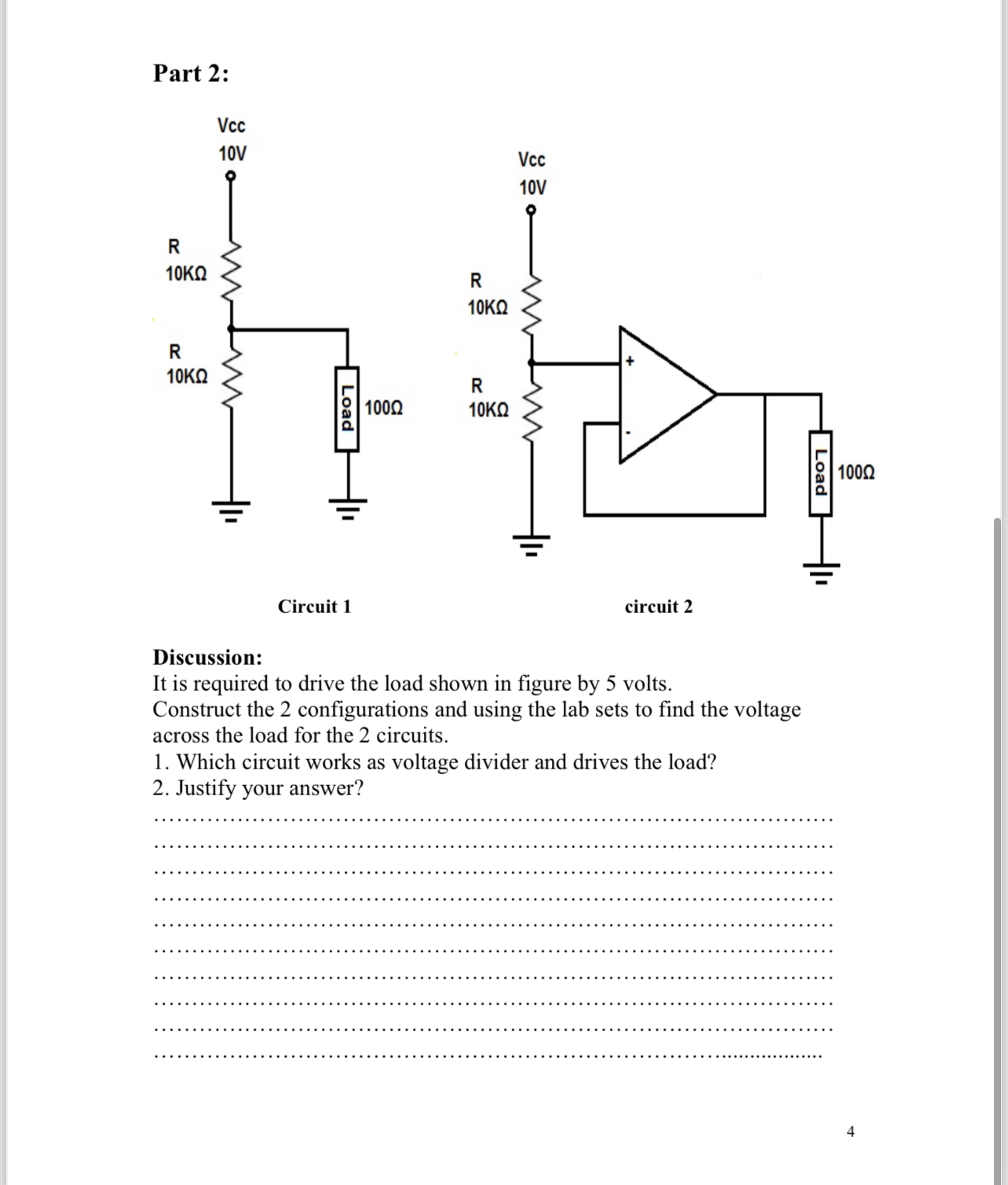 Solved Part 2:Circuit 1circuit 2Discussion:It is required to | Chegg.com
