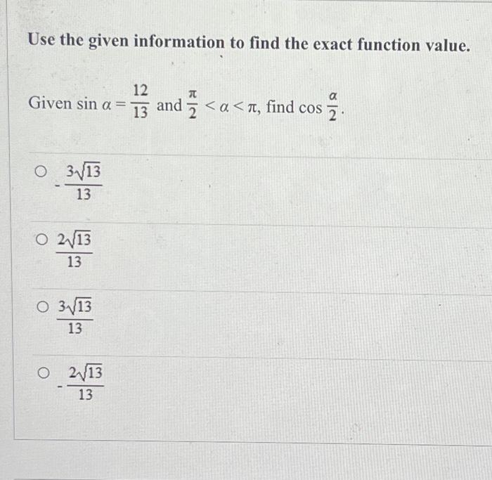 Solved Use the given information to find the exact function | Chegg.com