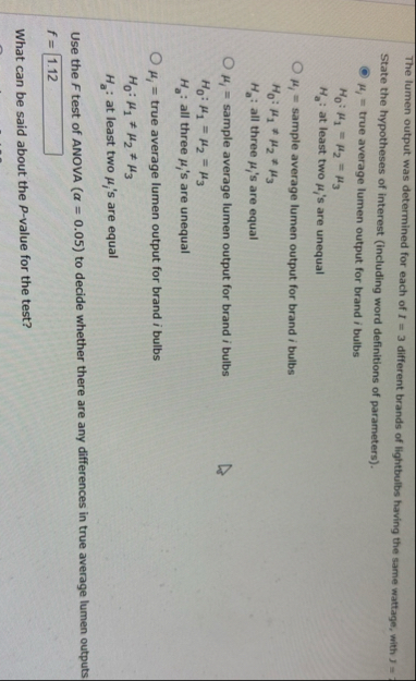 Solved The lumen output was determined for each of I=3 | Chegg.com