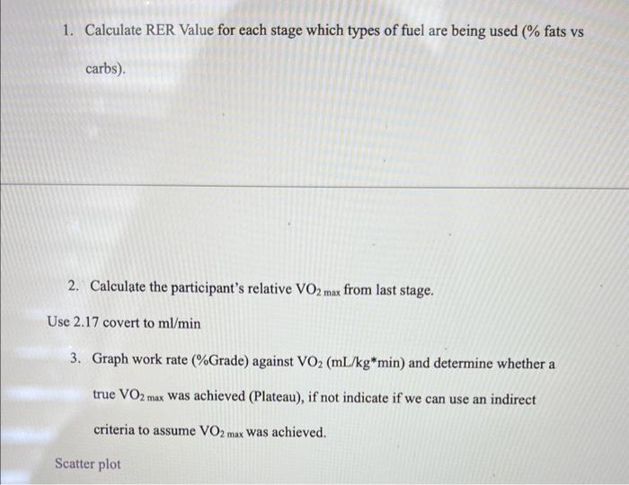 LAB REPORT FOUR: VO2Maxand Respiratory Exchange Ratio | Chegg.com