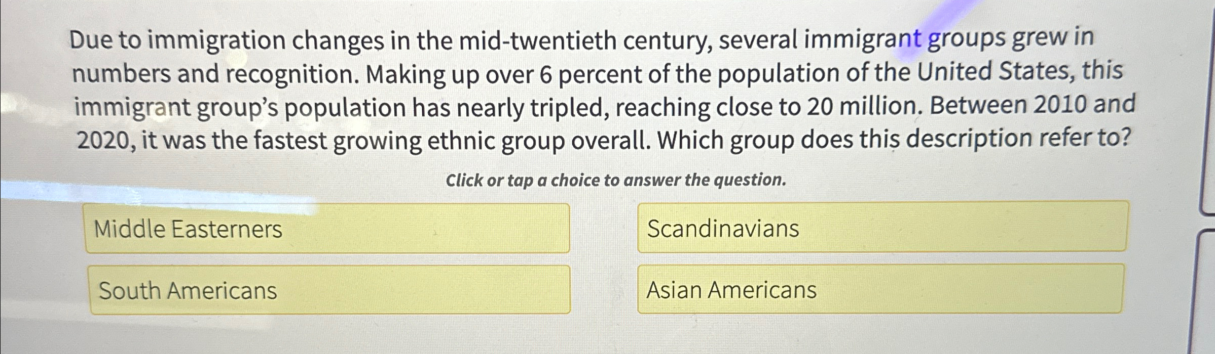 Solved Due to immigration changes in the mid-twentieth | Chegg.com