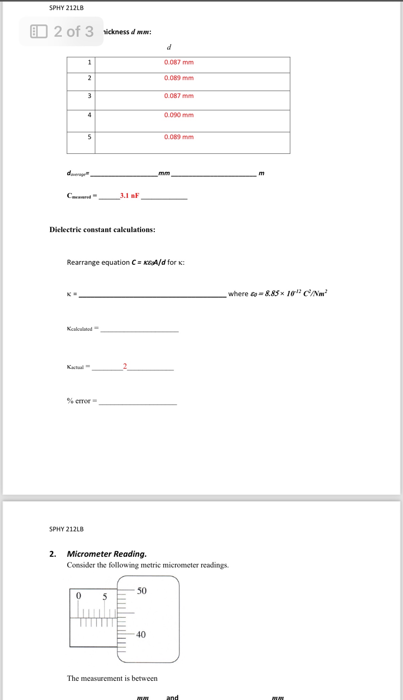 Solved SPHY 212LB(1) 2 ﻿of 3 ﻿nickness dmm | Chegg.com