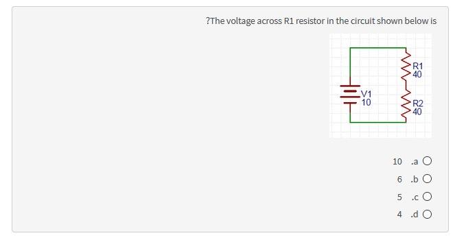 Solved The Voltage Across R1 Resistor In The Circuit Shown