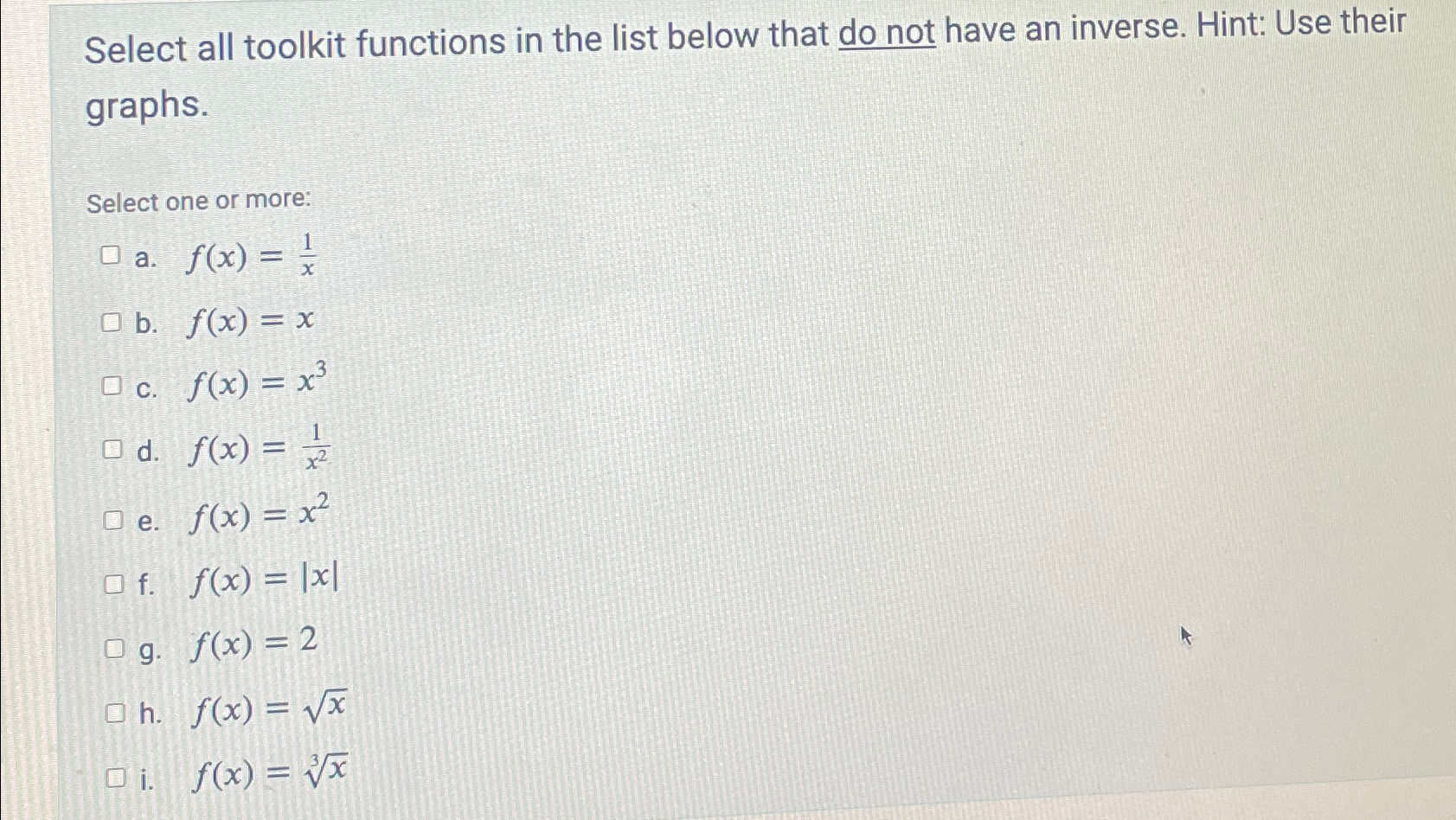 Solved Select all toolkit functions in the list below that | Chegg.com