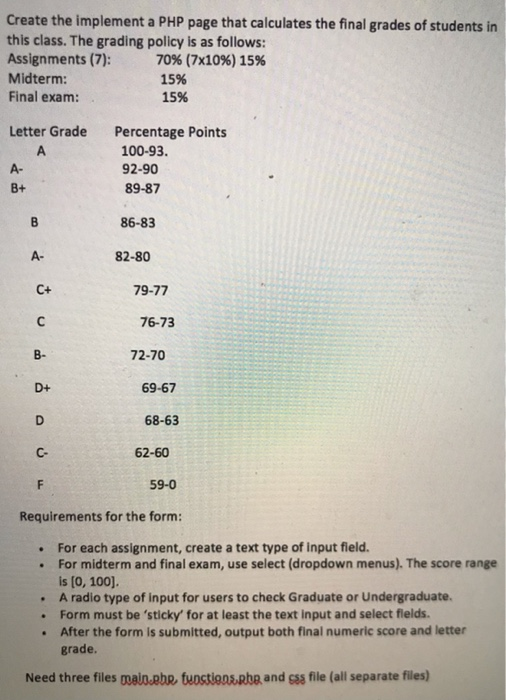 Solved Create the implement a PHP page that calculates the | Chegg.com