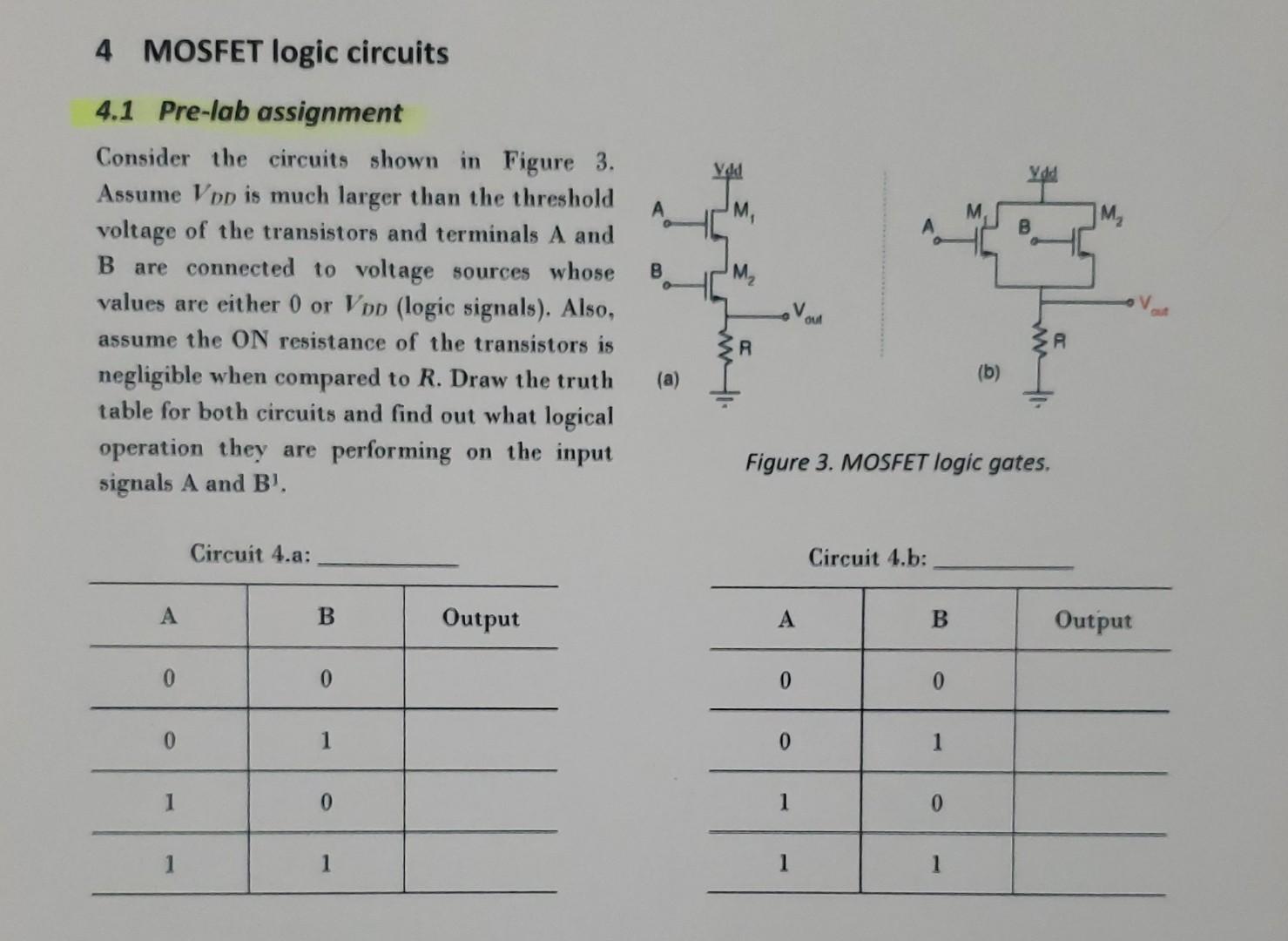 Solved 4.1 Pre-lab assignment Consider the circuits shown in | Chegg.com