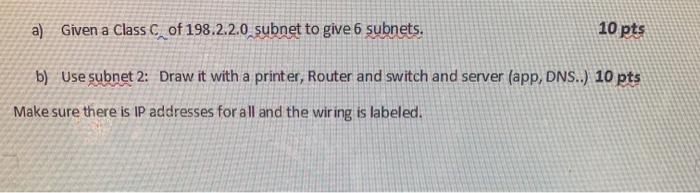 Solved a) Given a Class C of 198.2.2.0 subnet to give 6 | Chegg.com