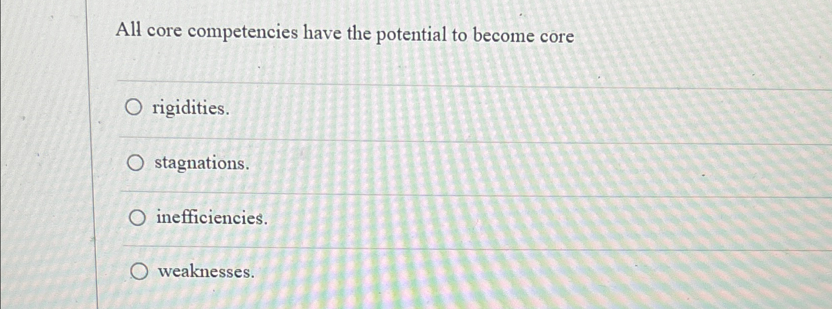 Solved All core competencies have the potential to become | Chegg.com
