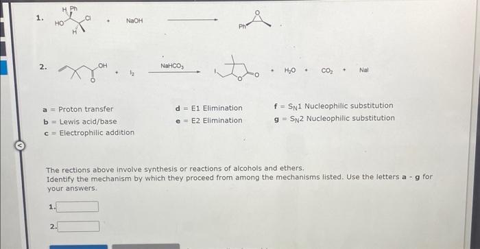Solved 1. NaOH 2. +H2O+CO2+Nal a= Proton transfer b= Lewis | Chegg.com