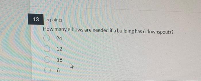 Solved 5 points How many elbows are needed if a building has | Chegg.com