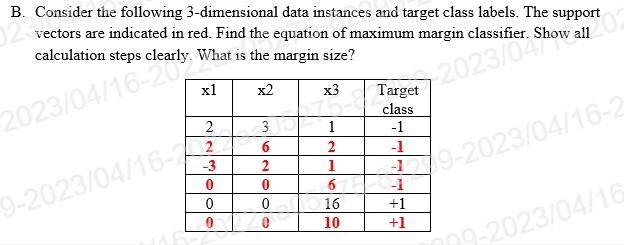 Solved B. Consider the following 3-dimensional data | Chegg.com