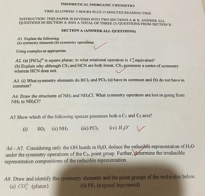 A2. (a) [PtCl4]2 is square planar; to what rotational | Chegg.com