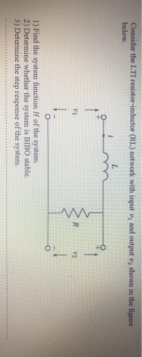 Solved Consider The Lti Resistor Inductor Rl Network With