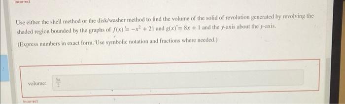 Solved Use either the shell method or the disk/washer method | Chegg.com