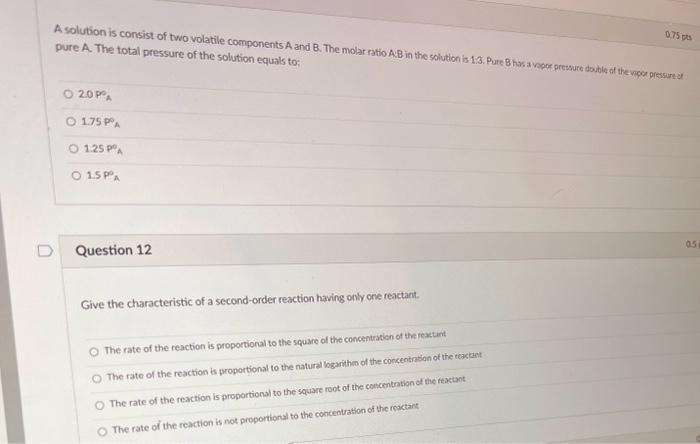Solved A solution is consist of two volatile components A | Chegg.com