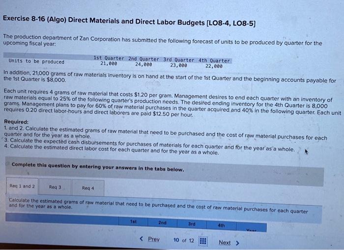 Solved Exercise 8-16 (Algo) Direct Materials and Direct | Chegg.com
