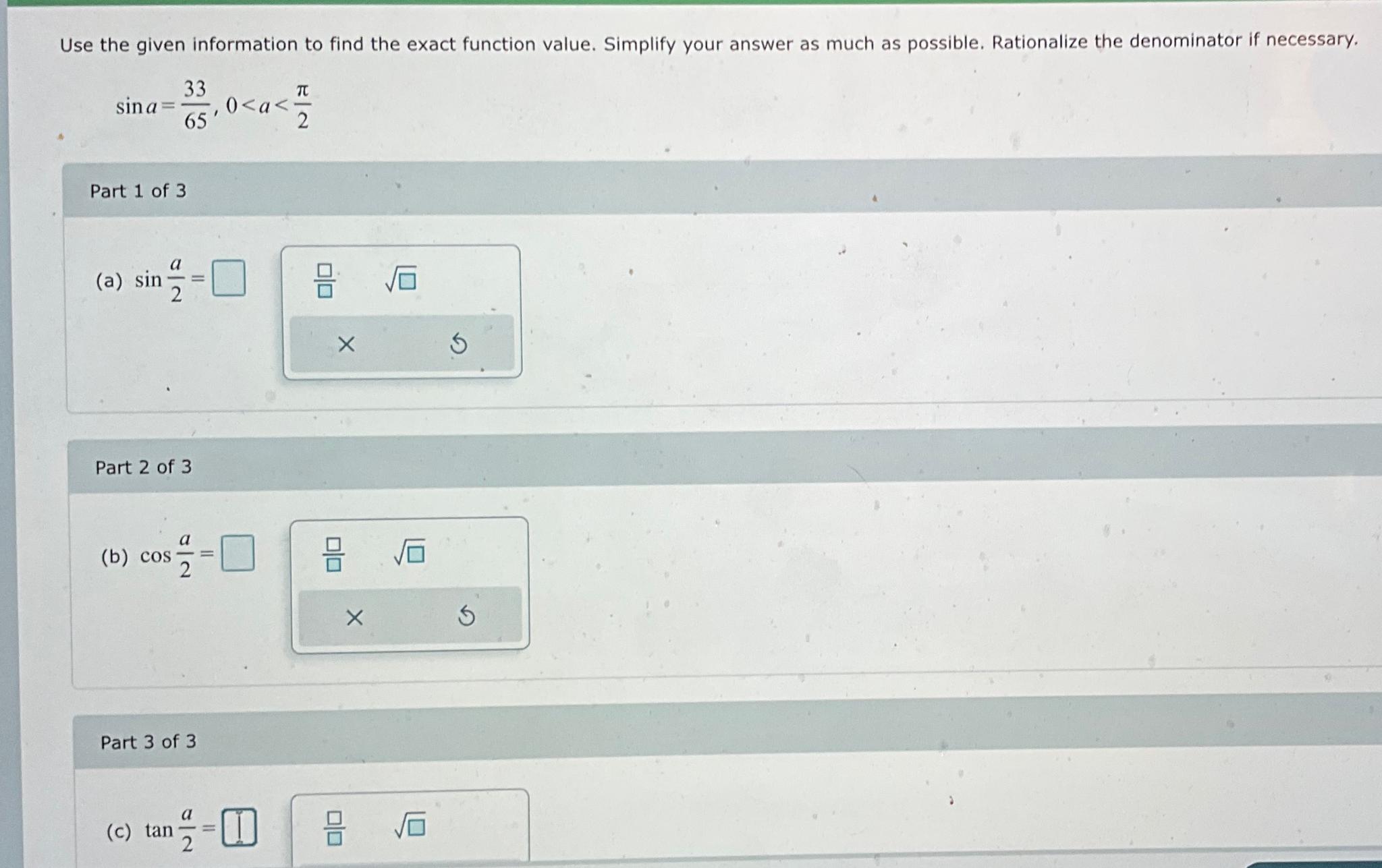 Solved Use the given information to find the exact function | Chegg.com