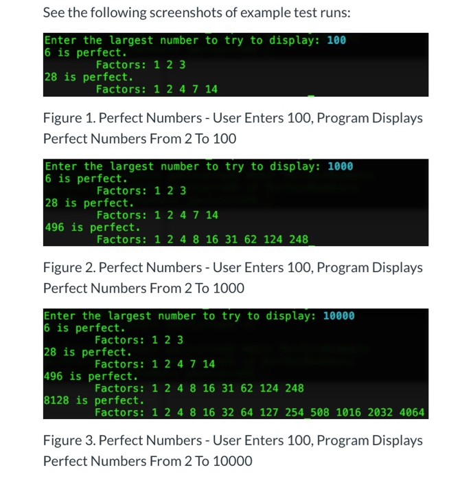 Solved Perfect Numbers We consider an integer number as a | Chegg.com