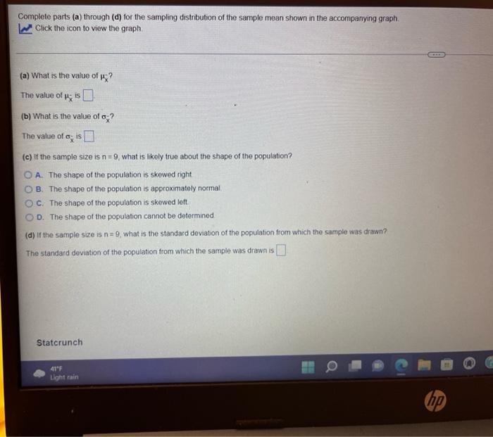 Solved Complete parts (a) through (d) for the sampling | Chegg.com