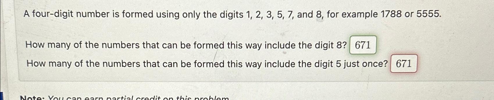 Solved A four-digit number is formed using only the digits | Chegg.com