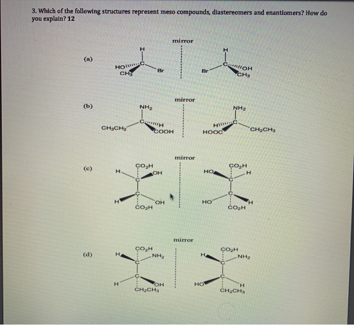 Solved 3. Which of the following structures represent meso | Chegg.com