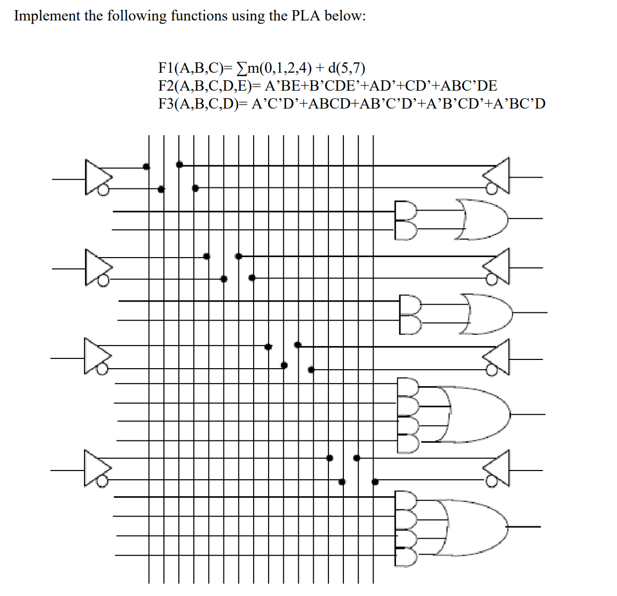 Solved Implement the following functions using the PLA | Chegg.com