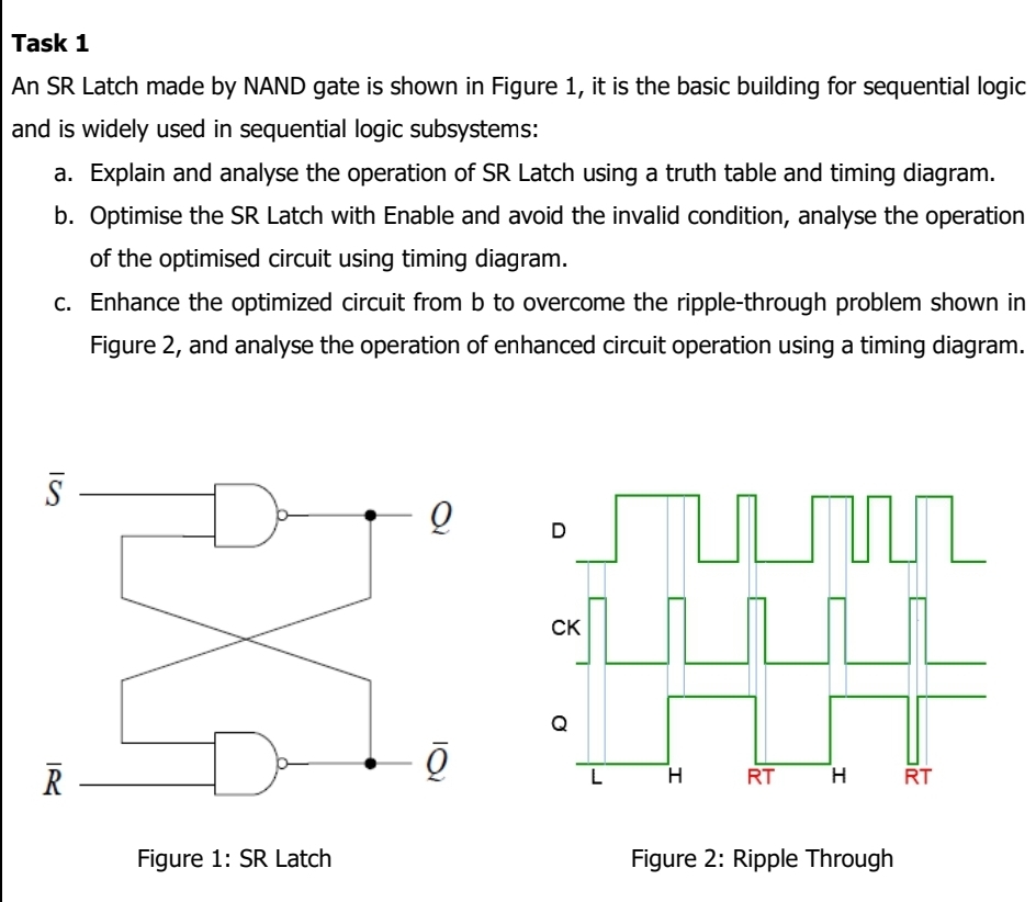 Solved Task 1An SR Latch made by NAND gate is shown in | Chegg.com