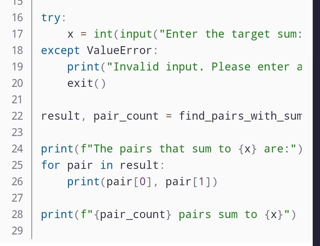 Solved Write a python program that finds how many pairs of | Chegg.com