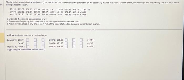 Solved Construct An Ordered Array Given The Following Data 