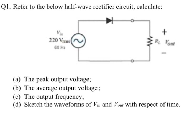 Solved Q1. Refer to the below half-wave rectifier circuit, | Chegg.com