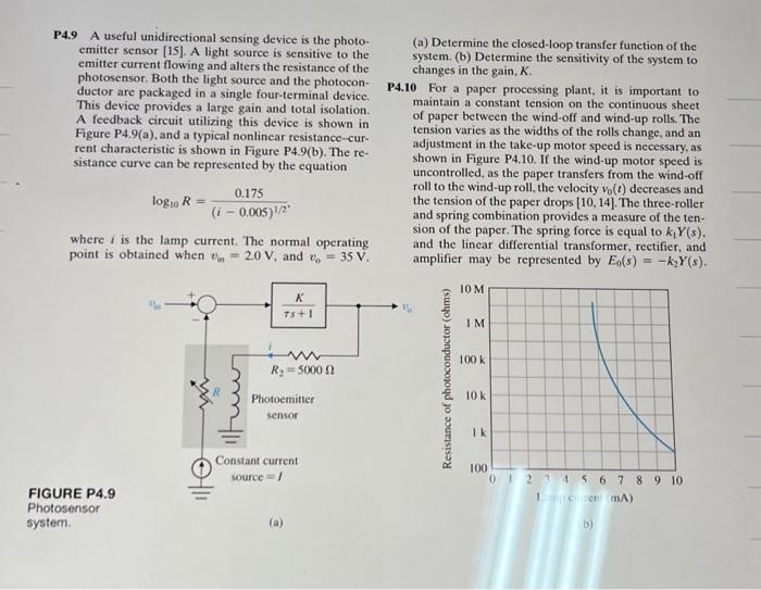 Solved P4.9 A useful unidirectional sensing device is the | Chegg.com
