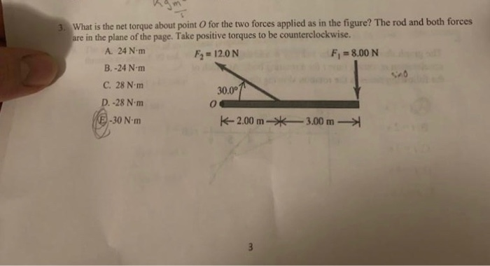 Solved 3 What is the net torque about point O for the two | Chegg.com