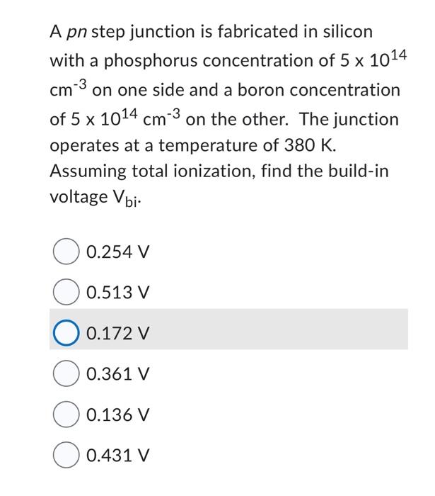 Solved A pn step junction is fabricated in silicon with a | Chegg.com