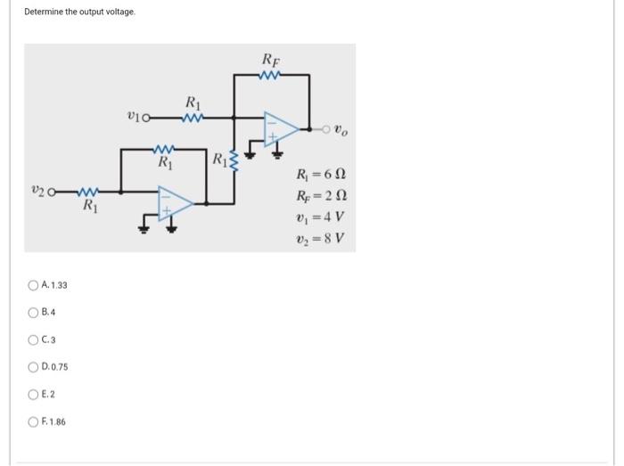 Determine the output voltage. 220W A. 1.33 B.4 C. 3 | Chegg.com